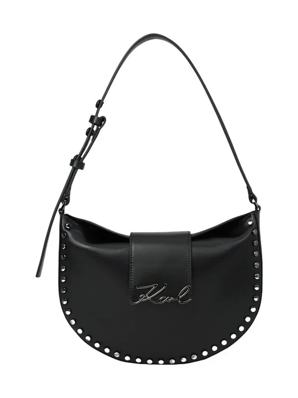 Karl Lagerfeld K/signature Stud-embellished Shoulder Bag - Black