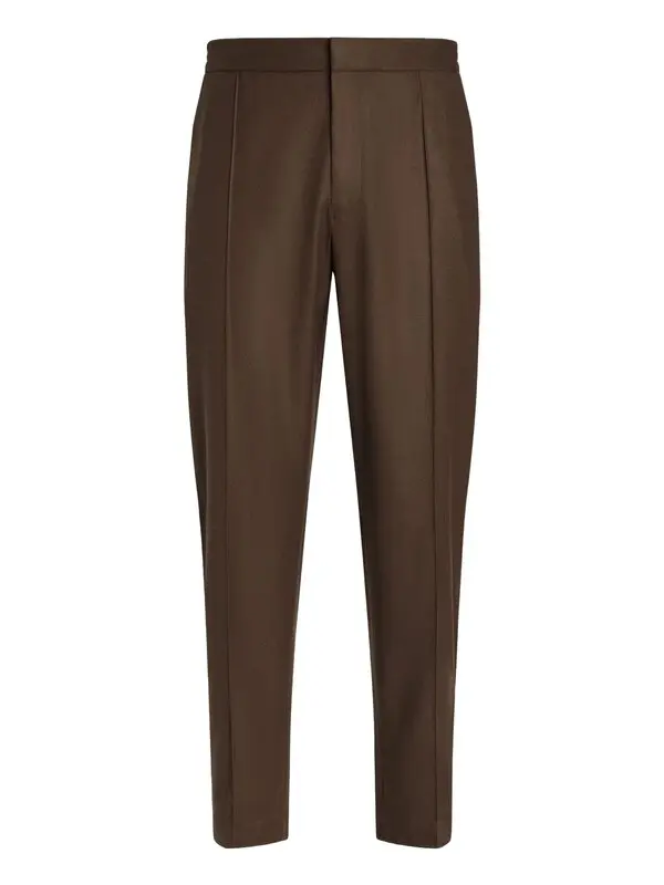 Zegna Pleated Wool-blend Trousers - Brown