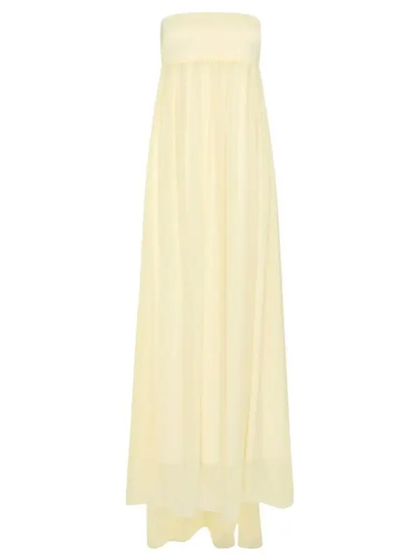 Posse Solene Strapless Maxi Dress With Scarf Detail - Butter Yellow