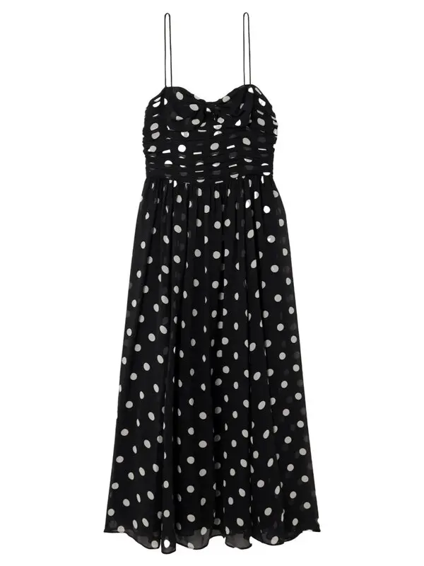 DÔEN Maryanna Polka Dot Midi Dress - Black