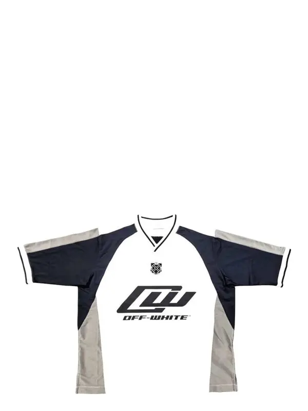 Off-White Color-blocked Short-sleeved V-neck T-shirt - White