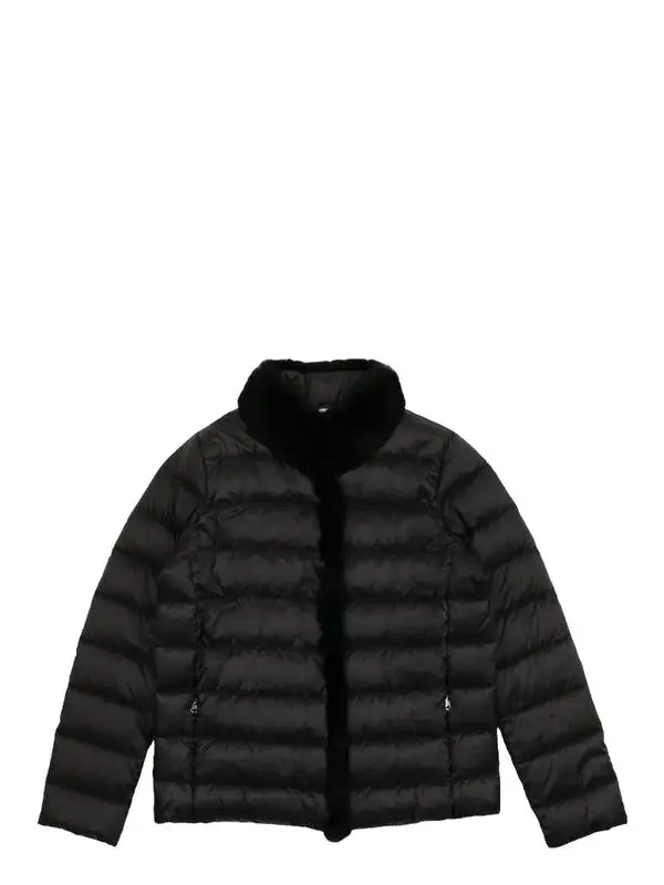 Max Mara Long-sleeved Down Jacket With Fur Trim - Black