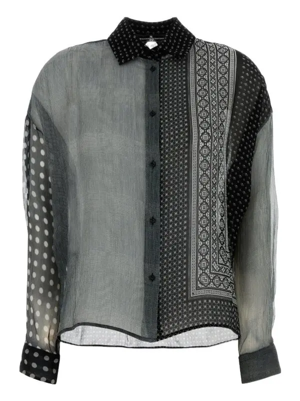 Ermanno Scervino Sheer Printed Crepe Shirt - Gray