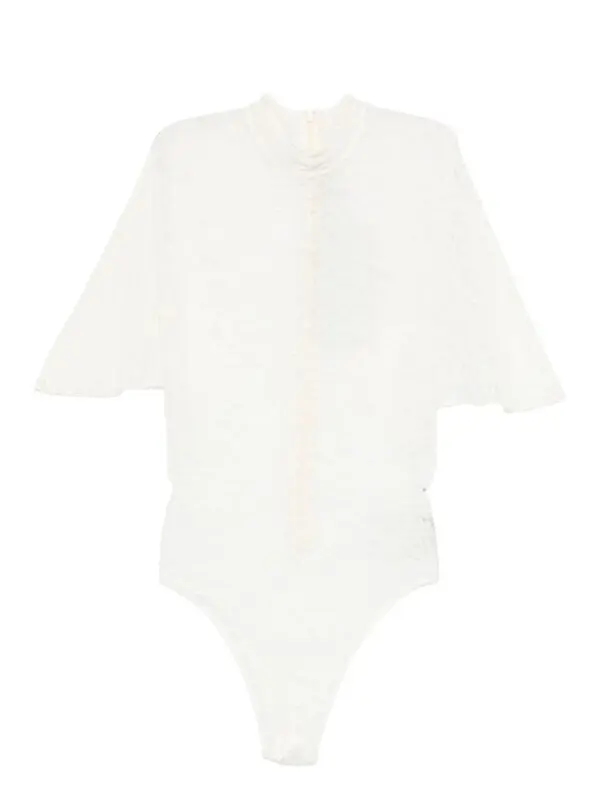 David Koma Short-sleeved Lace Bodysuit - White