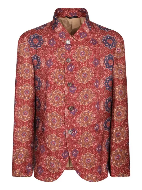 Emporio Armani Patterned Stand-collar Jacket - Brown
