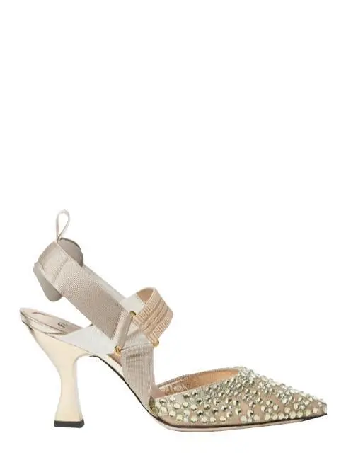 Fendi Colibrì Embellished Slingback Pumps - Nude