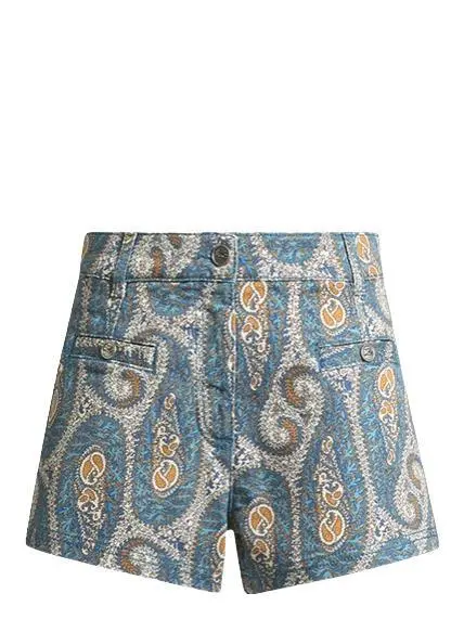 Etro Paisley High-rise Shorts - Blue