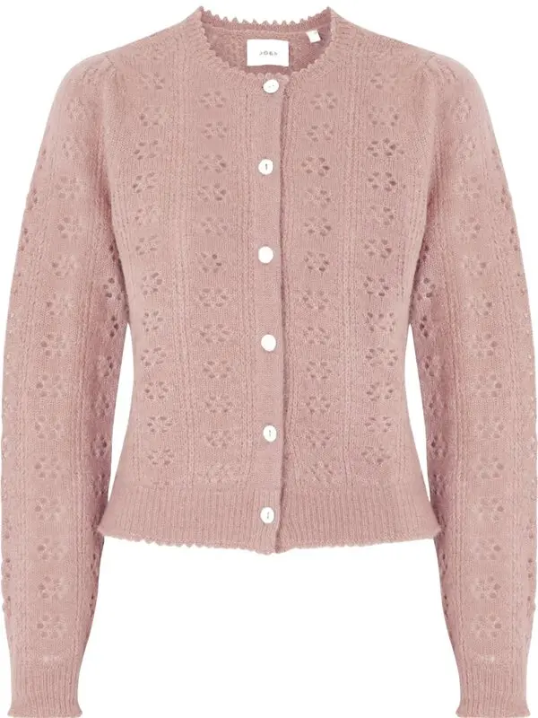 DÔEN Long-sleeved Cardigan With Round Neck - Pink
