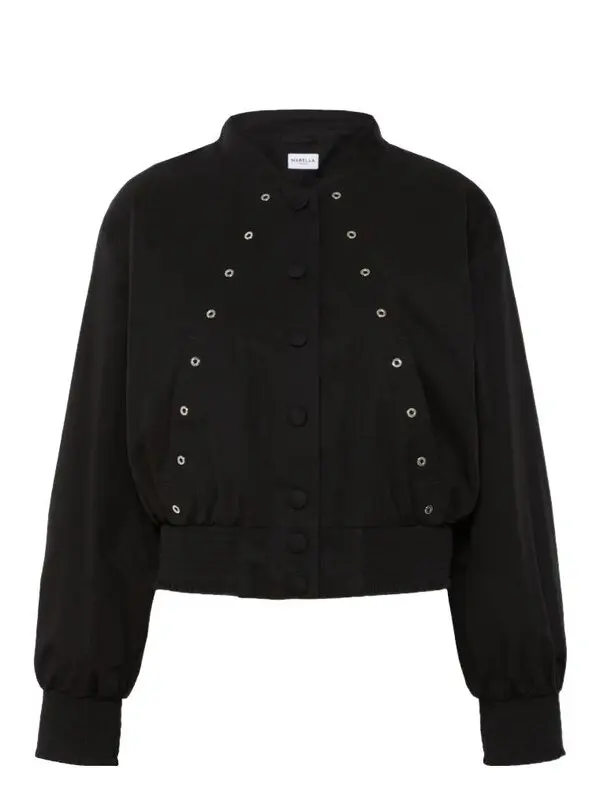 Marella Eyelet Cotton Bomber Jacket - Black