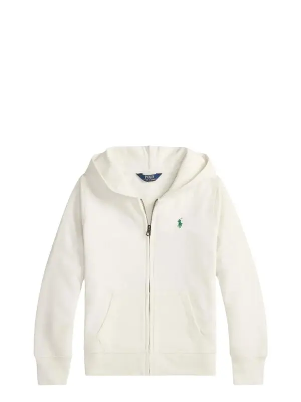 Polo Ralph Lauren Fleece Zip-up Hoodie With Iconic Pony - White