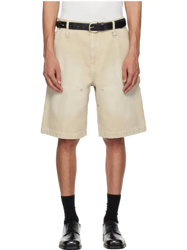 WOOYOUNGMI Studded And Faded Denim Shorts - Nude