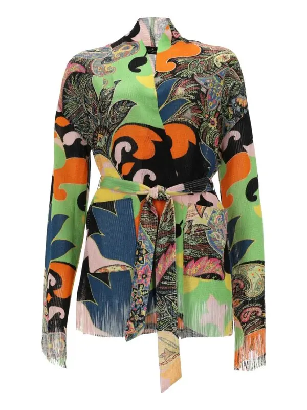 Etro Belted Waist Patterned Cardigan - Multicolor