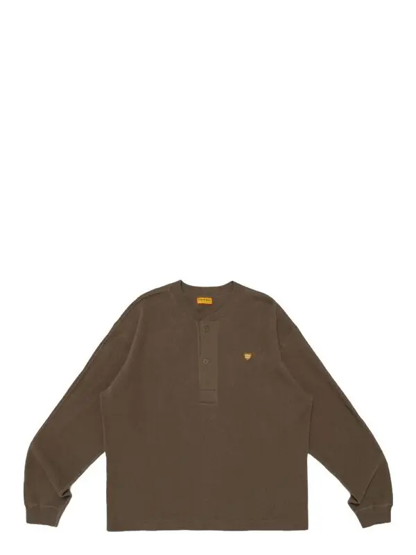 HUMAN MADE Waffle-knit Henley Top - Brown