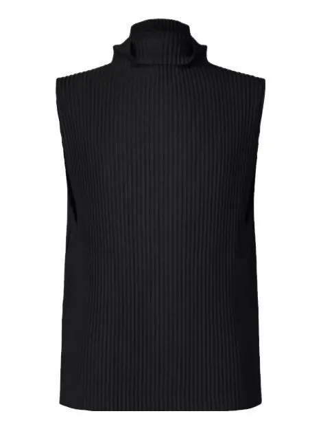 Issey Miyake Homme Plissé Tailored Pleats Sleeveless Top - Black