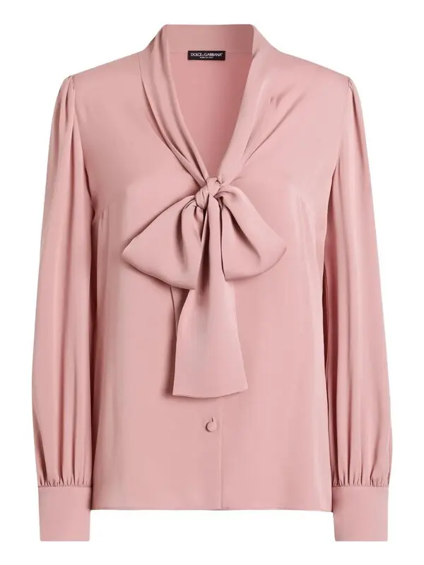 Dolce & Gabbana V-neck Bow Blouse - Pink