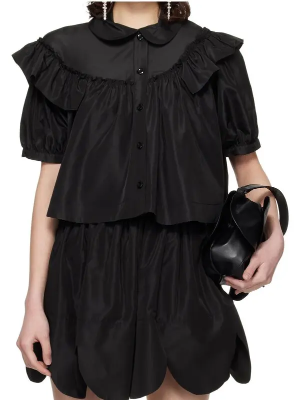 Simone Rocha Ruffled Peter Pan Collar Shirt - Black