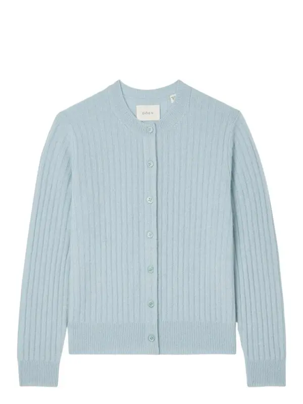 DÔEN Long Sleeve Ribbed Cardigan - Light Blue