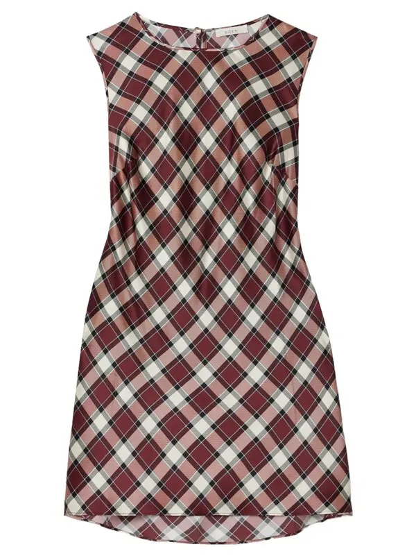 DÔEN Checked Silk-satin Mini Dress - Multi-color