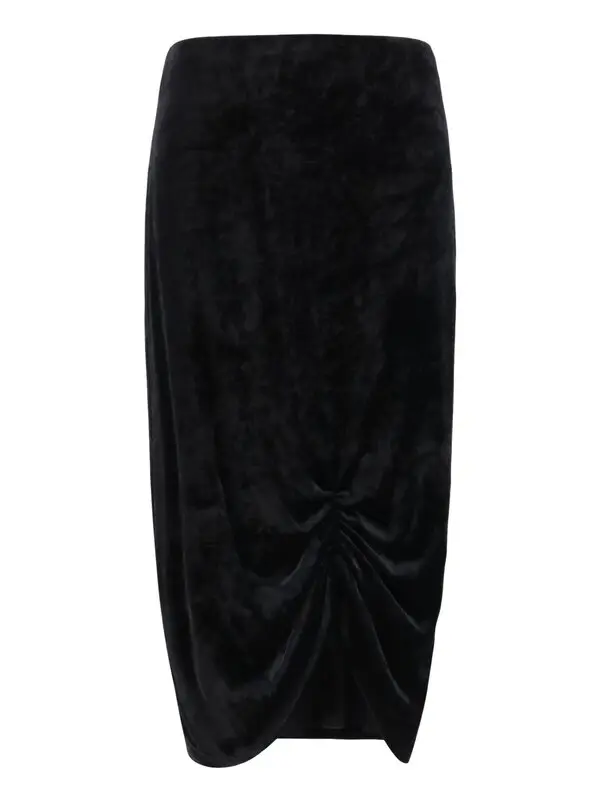 Valentino Garavani Draped Velvet Midi Skirt - Black