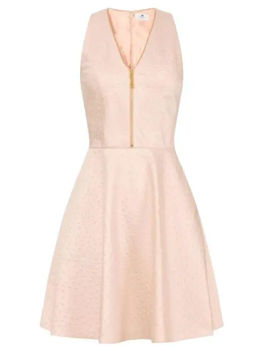Elisabetta Franchi Ostrich Print Taffeta V-neck Dress - Nude