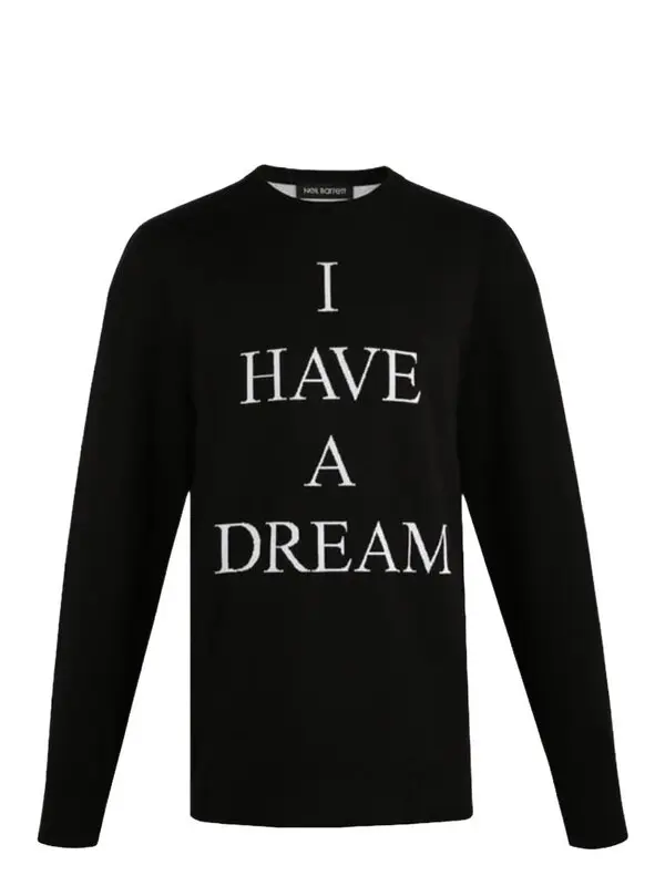 Neil Barrett I Have A Dream" Round Neck Long Sleeve Sweater - Black