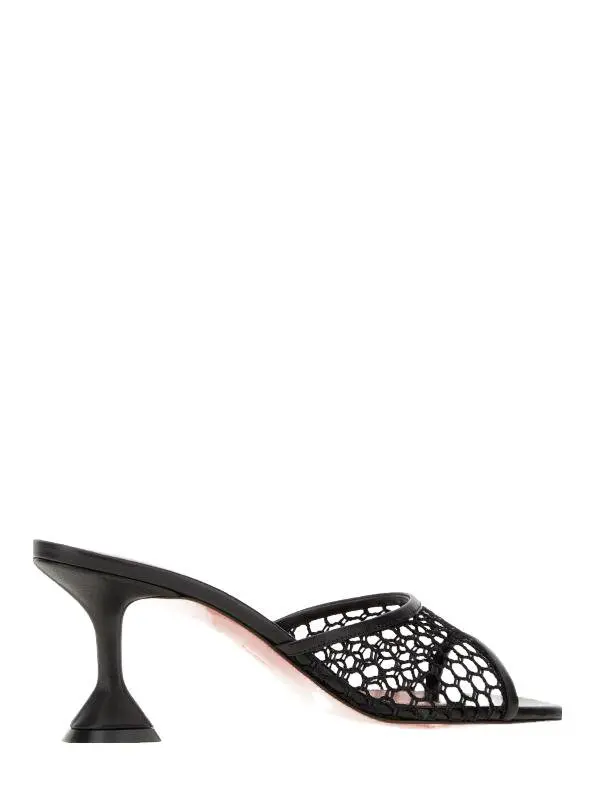 Amina Muaddi Mesh High-heeled Square-toe Sandals - Black