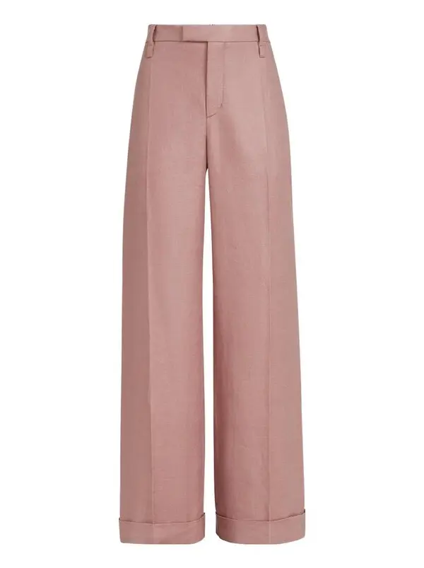 Brunello Cucinelli Diagonal Flared Trousers With Monili Decoration - Pink