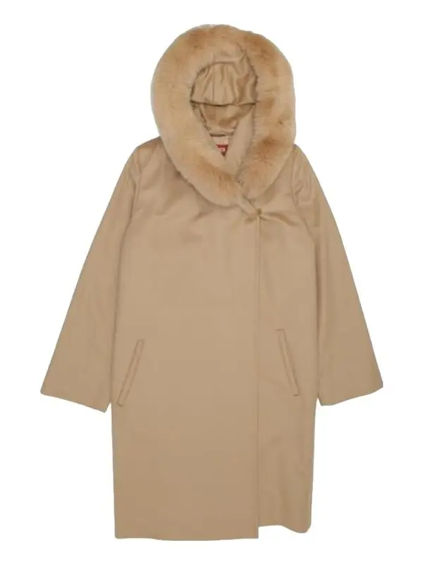 Max Mara Hooded Waistcoat With Fur Trim - Nude