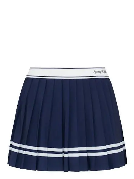SPORTY  RICH Sporty & Rich Pleated Logo Mini Skirt - Blue