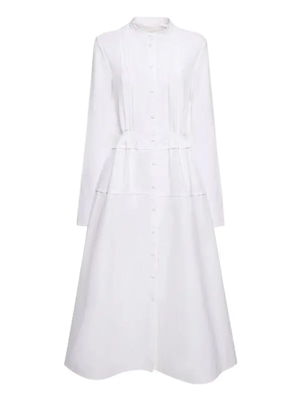 JIL SANDER Long Sleeve Button-up Shirt Dress - White