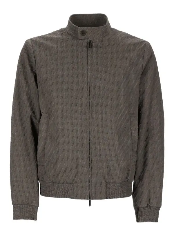 Emporio Armani Textured Stand-collar Jacket - Grey