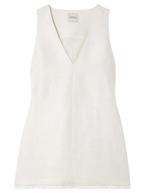 Posse Sleeveless V-neck Mini Dress - Cream