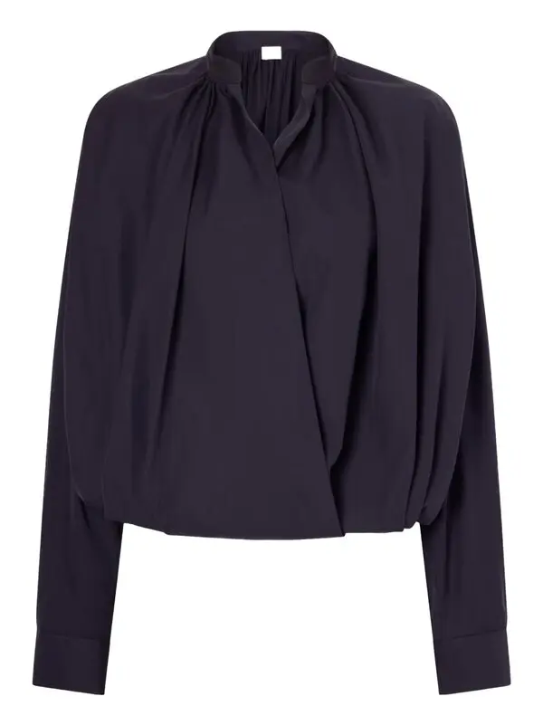 Dries Van Noten Long-sleeved Wrap Shirt - Navy Blue