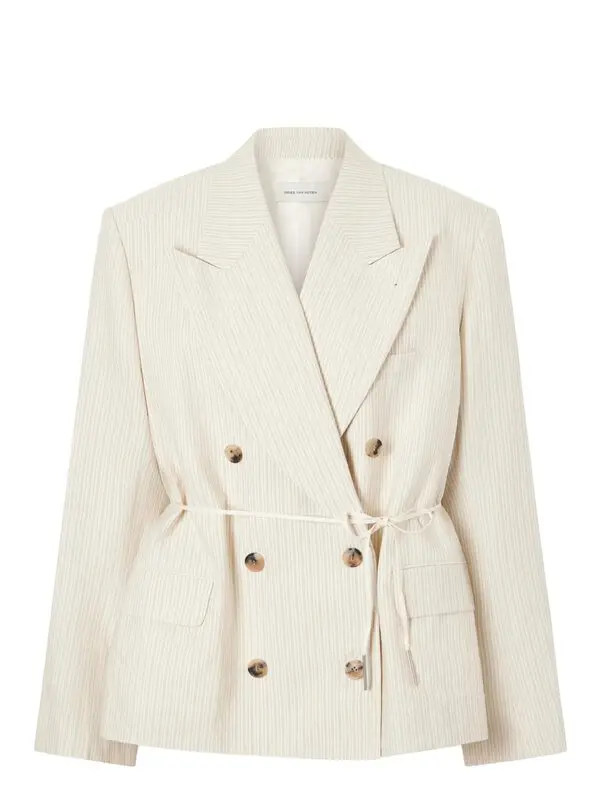 Dries Van Noten Double-breasted Striped Blazer - Off White