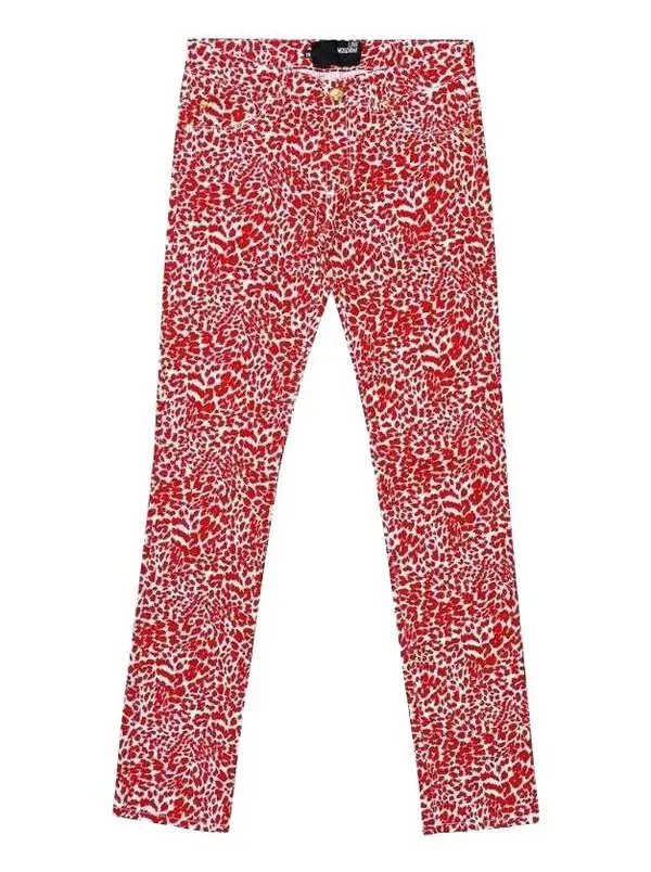 Moschino Leopard Print Jeans - Red