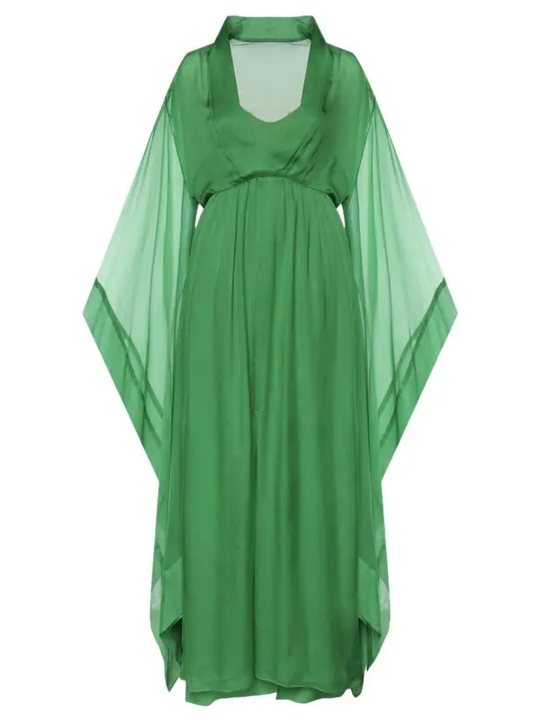 Alberta Ferretti V-neck Cape-sleeve Maxi Dress - Green