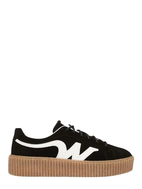 Max Mara Split Leather Logo Sneakers - Black