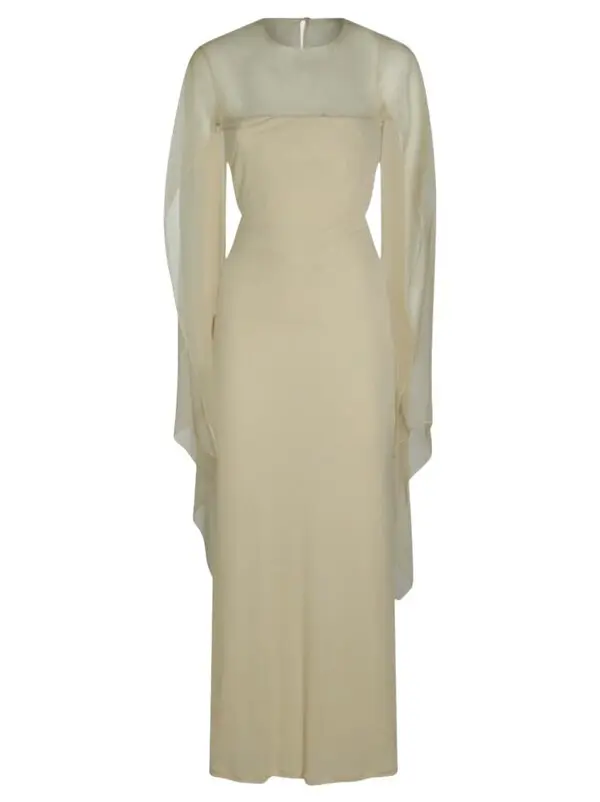 Alberta Ferretti Sheer Cape-overlay Dress - Nude