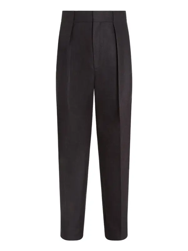 Zegna Pleated Wool Trousers - Dark Brown Blend