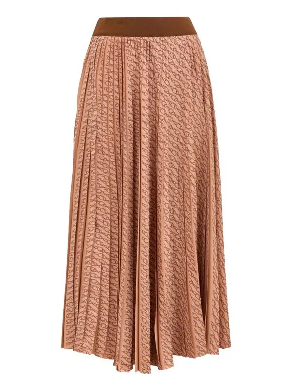 Herno Graphic Print Pleated Midi Skirt - Orange