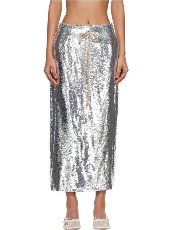Simone Rocha Sequined Column Skirt - Silver