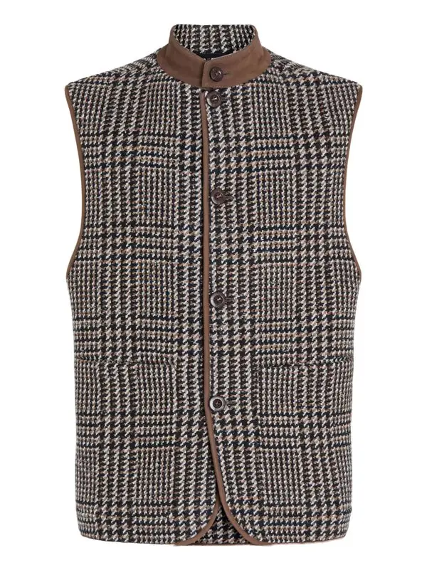 Zegna Wool And Cashmere Vest - Brown/white/black