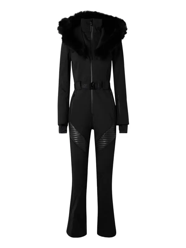 Mackage Hooded Ski Suit With Fur Trim And Wool Accents - Black