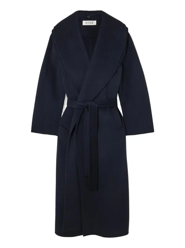 RÓHE Signature Double Faced Scarf Coat - Navy Blue