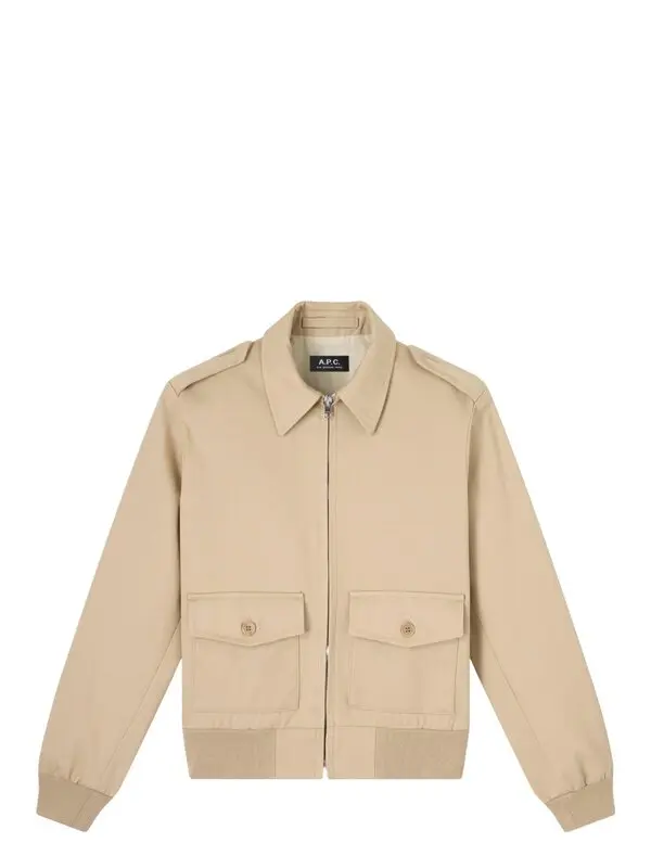 A.p.c. Zip-up Jacket With Buttoned Flap Pockets And Ribbed Trim - Nude