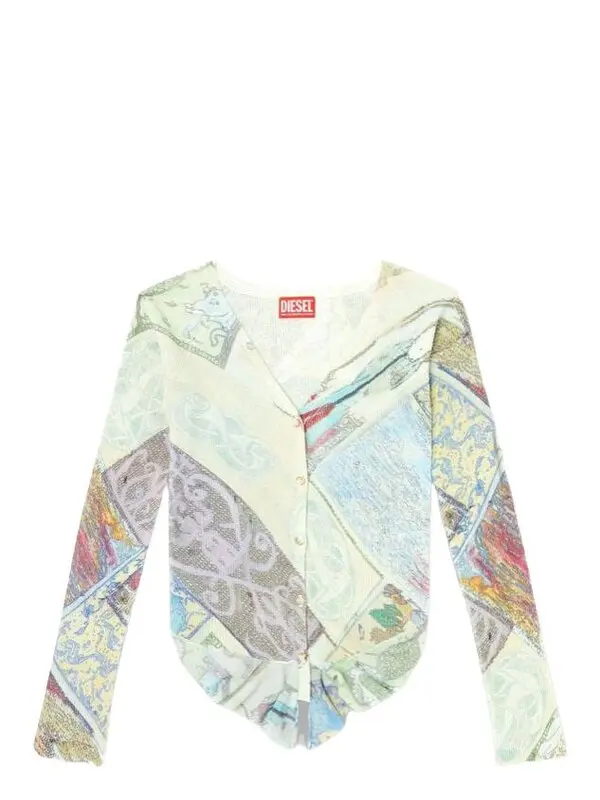 DIESEL® Printed Cropped Cardigan - Blue/green