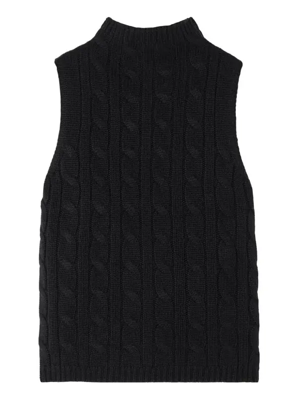 Arch4 Cassie Cable Knit Cashmere Blend Vest - Black