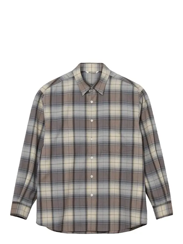 Auralee Check-pattern Shirt - Gray