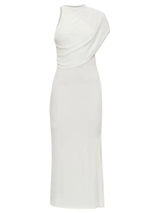COURREGES Asymmetrical Draped Midi Dress - White