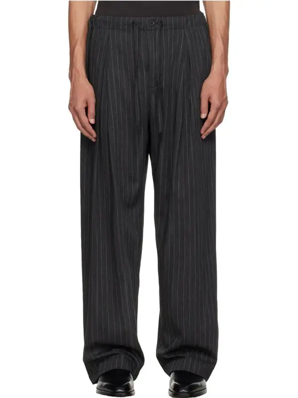 WOOYOUNGMI Pin Stripe Pleated Trousers - Black